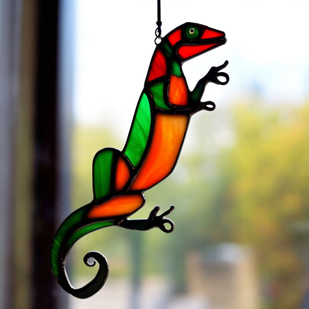 Lizard Stained Glass Suncatcher Reptiles Decor Lizard Lover Gift ...