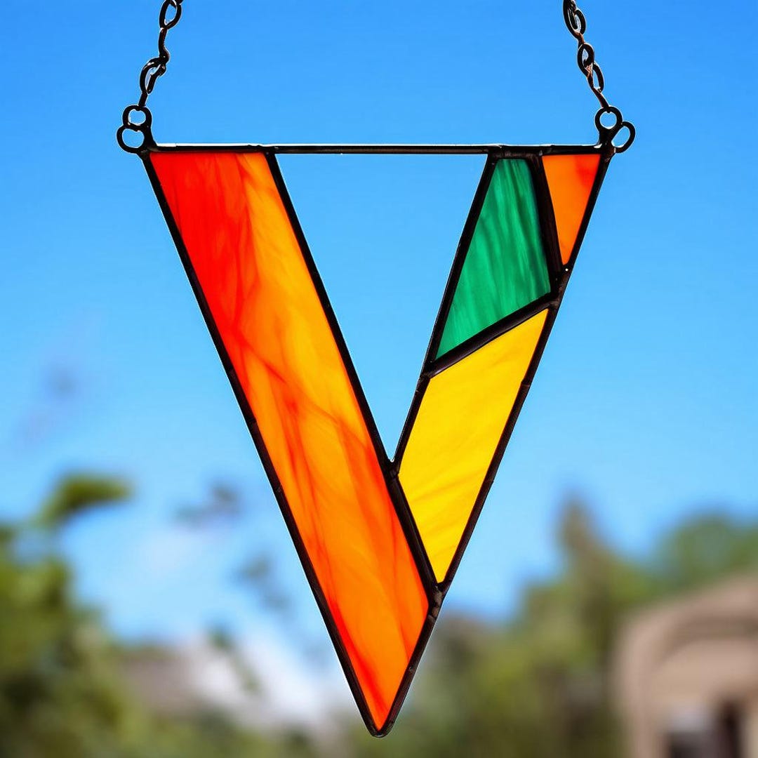 Alphabet Series Letter V Stained Glass Letters Suncatcher Colorful ...