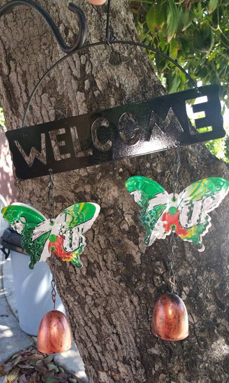 WELCOME SIGN Beautiful Aluminum Can Butterflies unique and - Etsy