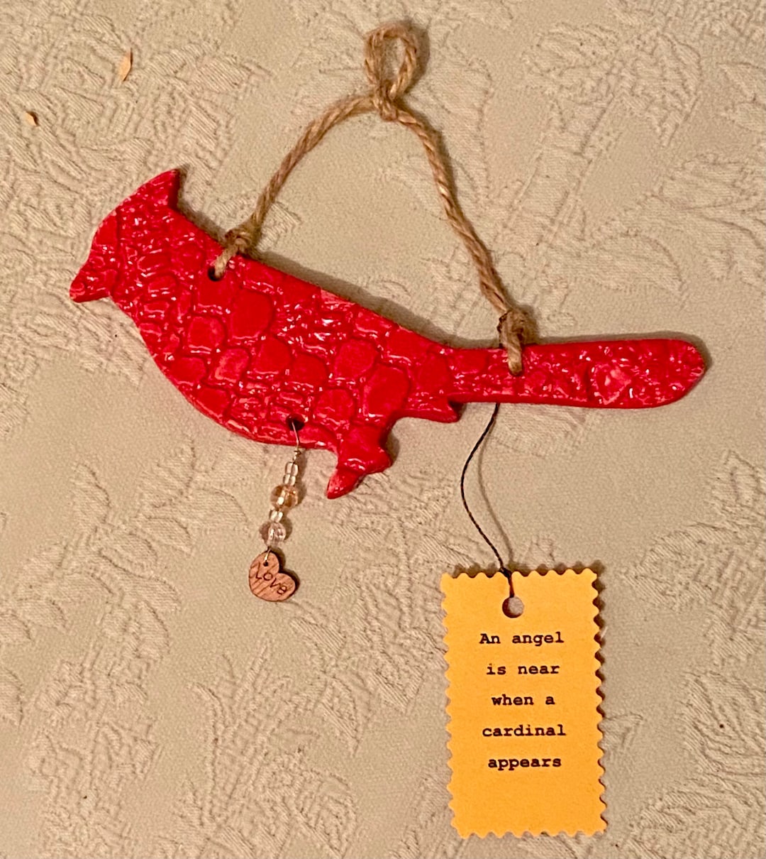 Handmade Bird Ornament Pottery - Cardinal Hand Built and Textured. "an ...