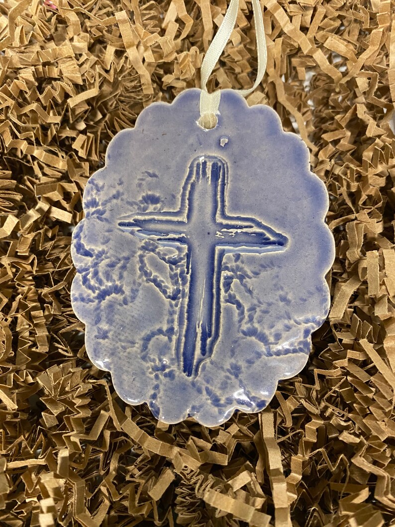 Set of 3 Pottery Christmas Cross Ornament/wall Hanger Accent - Etsy