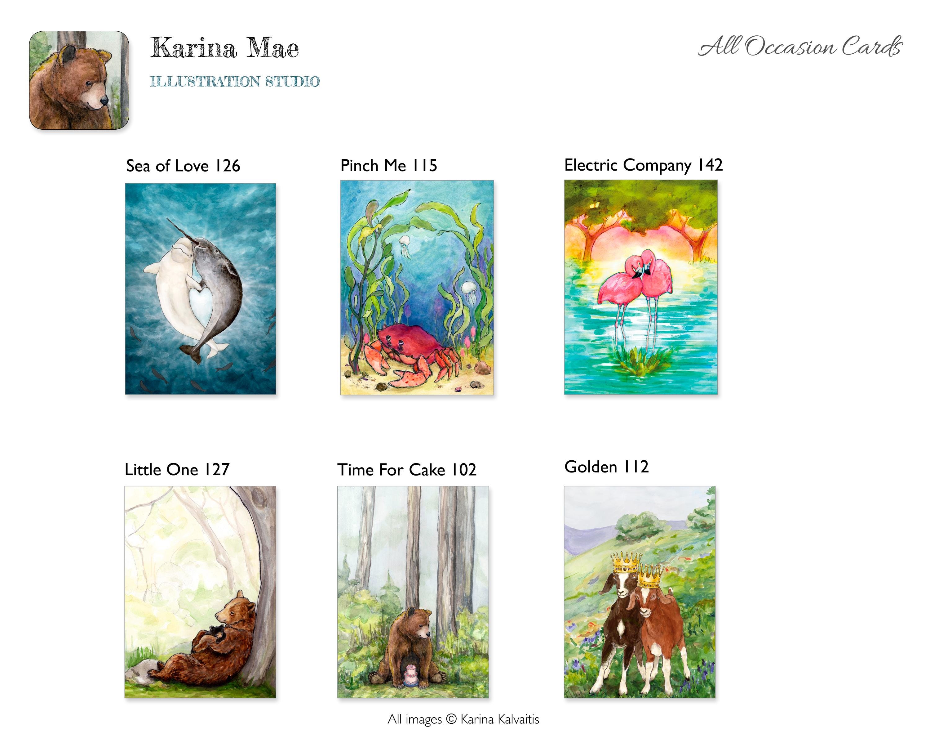 Animal Greeting Cards Set 10, Blank Cards With Envelope, 5"x7", Mix and ...