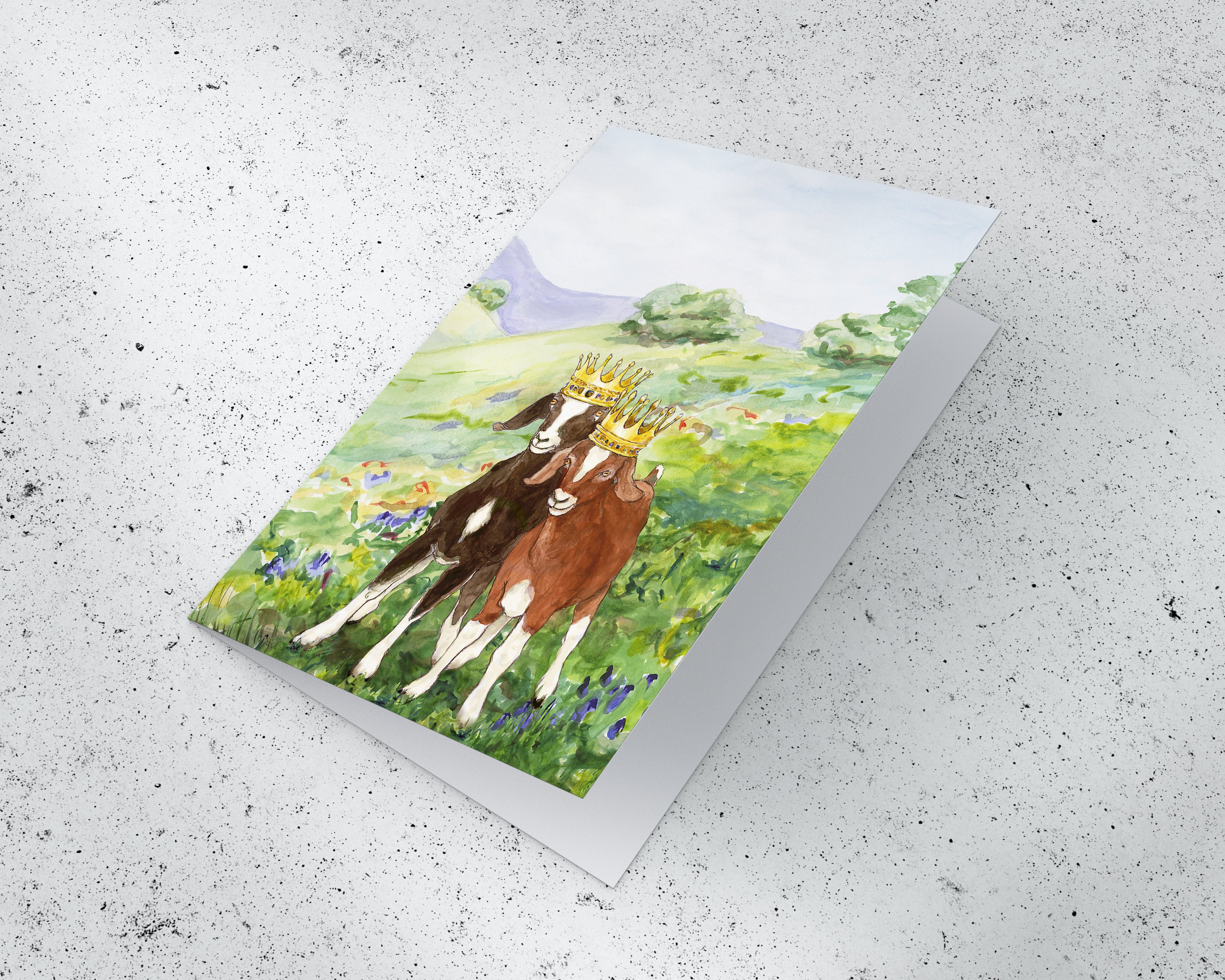 Goat Anniversary card illustrated animal birthday card | Etsy