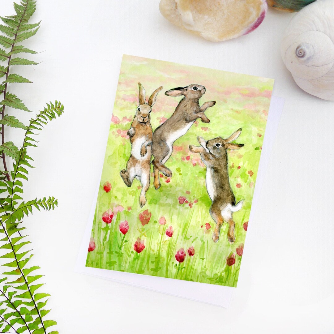 Congratulations Rabbit Card, 5"x7", Eco-friendly Art Card, 'in the ...