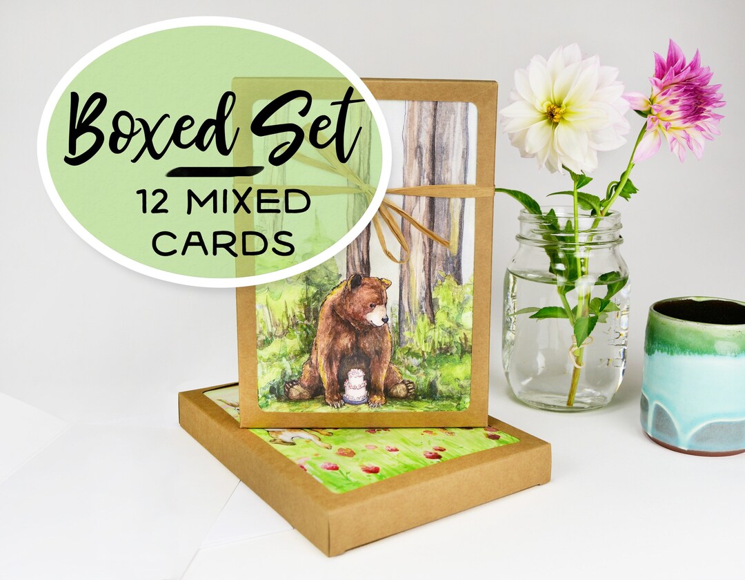 Boxed Set of Animal Greeting Cards 5"x7" - 12 Assorted All Occasions ...
