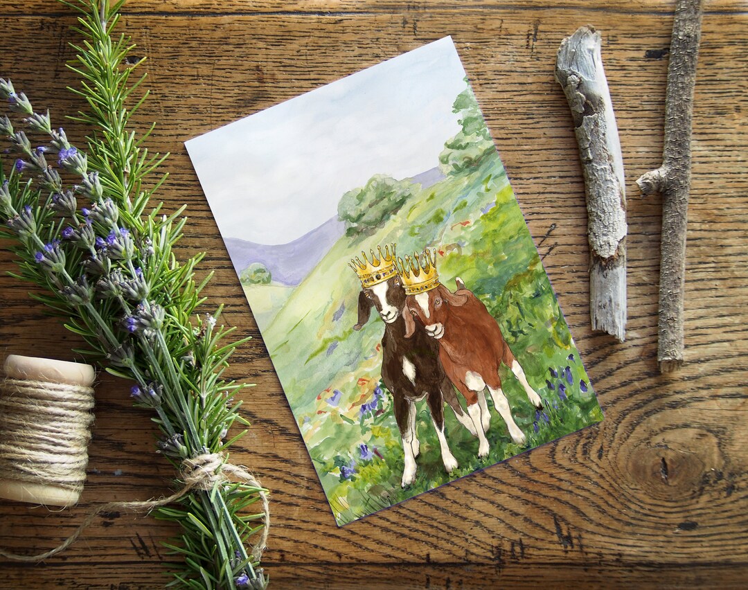 Goat Anniversary Card Illustrated Animal Birthday Card Friendship Card ...