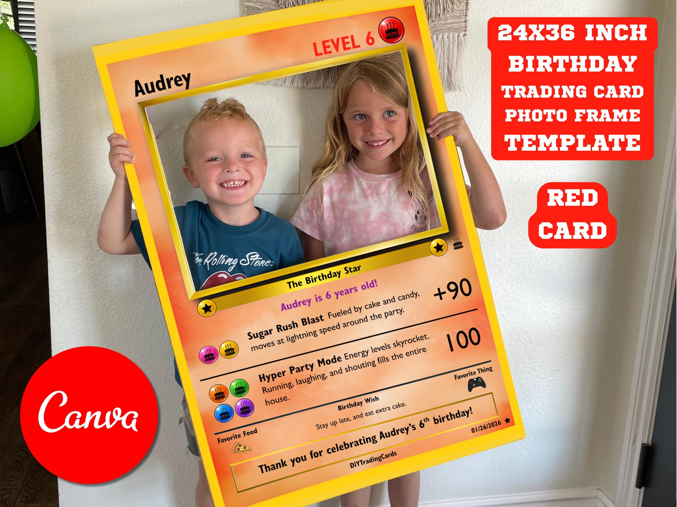 Yellow Trading Card Birthday Photo Frame Template 24x36, Editable ...