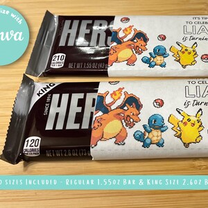 Pokemone Pixelated Chocolate Bar Wrapper Birthday Invitation Template ...