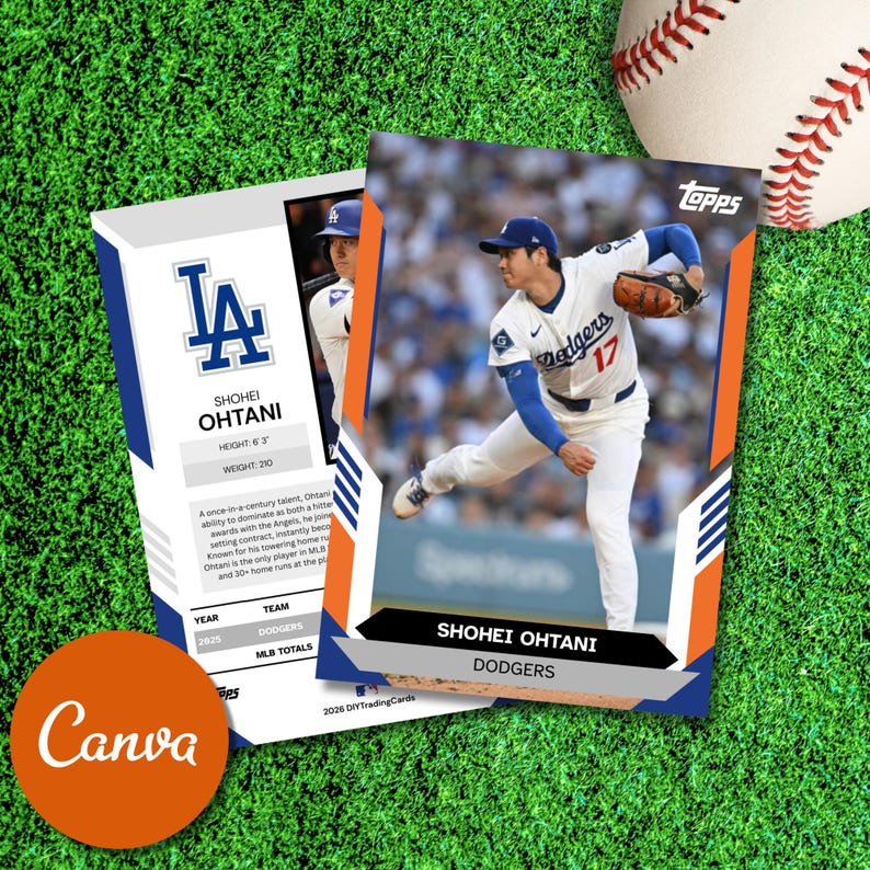 Baseball Sports Trading Card Canva Template | Editable Player Card ...