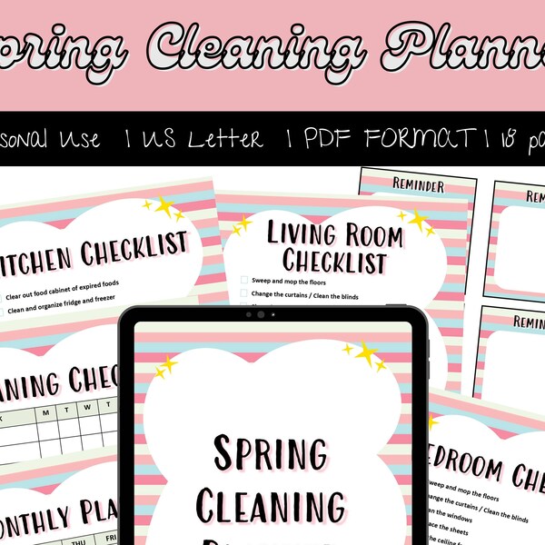 Colorful Printable Cleaning Planner & Declutter Challenge - Etsy