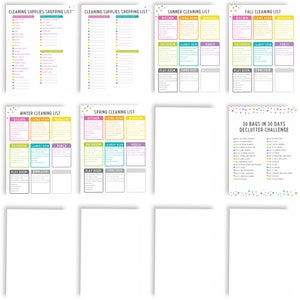 Colorful Printable Cleaning Planner & Declutter Challenge | Etsy