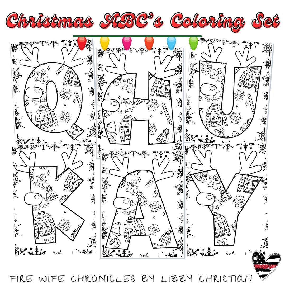 Christmas-themed Alphabet Coloring Set - Etsy