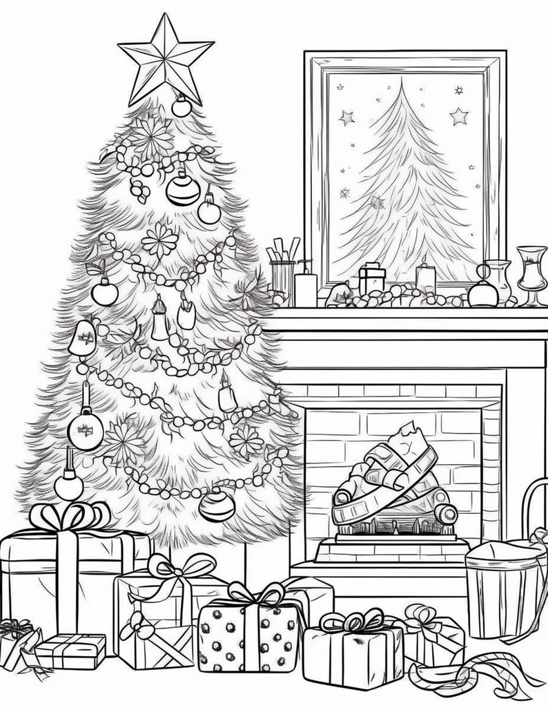 55-pages of Printable Christmas Scene Coloring Pages - Etsy