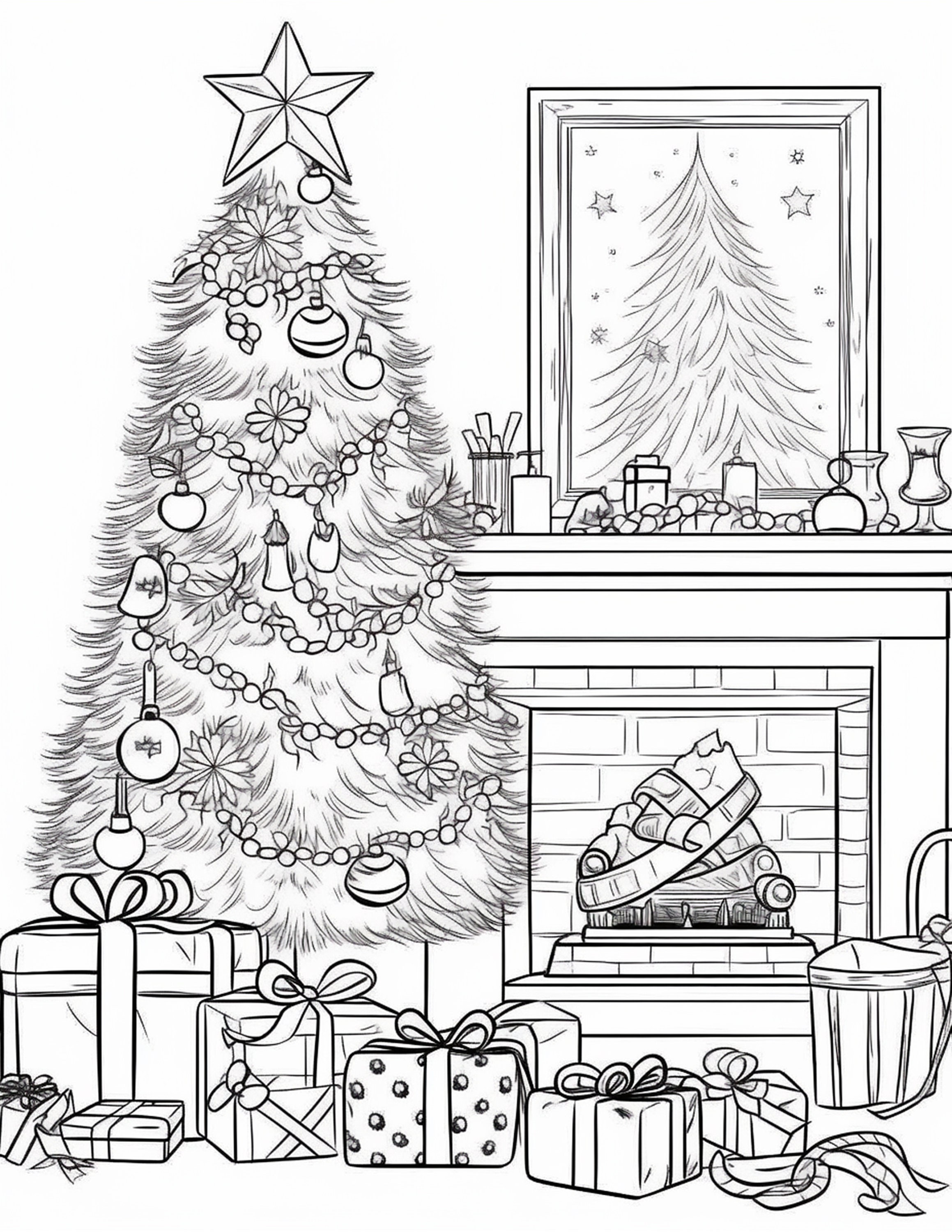 55-pages of Printable Christmas Scene Coloring Pages - Etsy