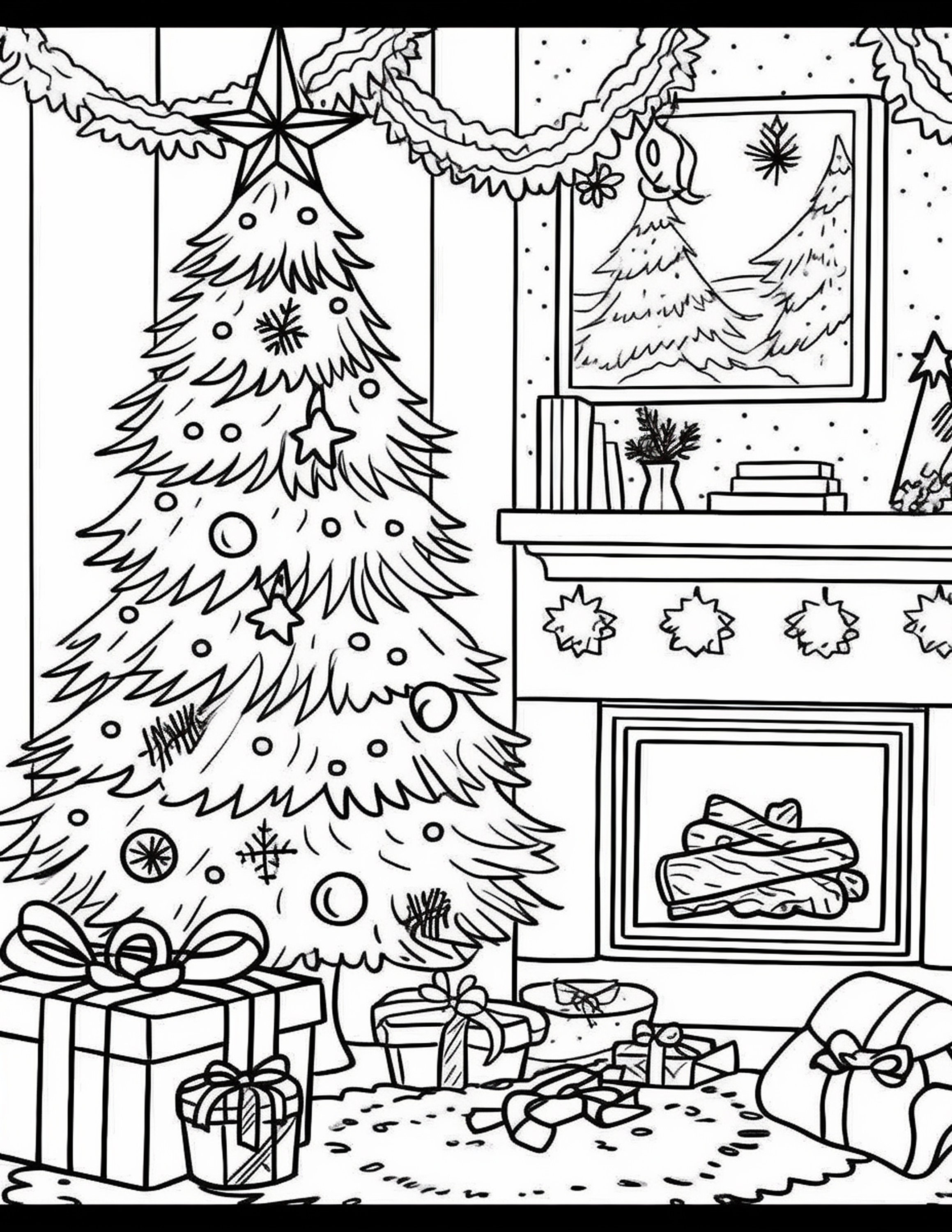 55-pages of Printable Christmas Scene Coloring Pages - Etsy