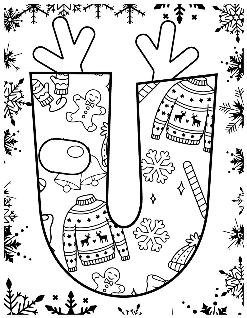 Christmas-themed Alphabet Coloring Set - Etsy