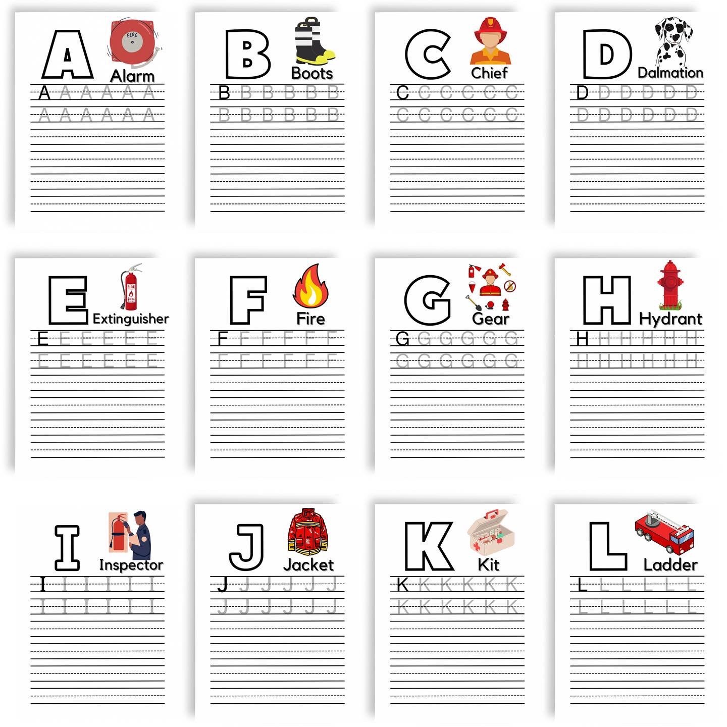 Fire-themed Alphabet Tracing Worksheets - Etsy