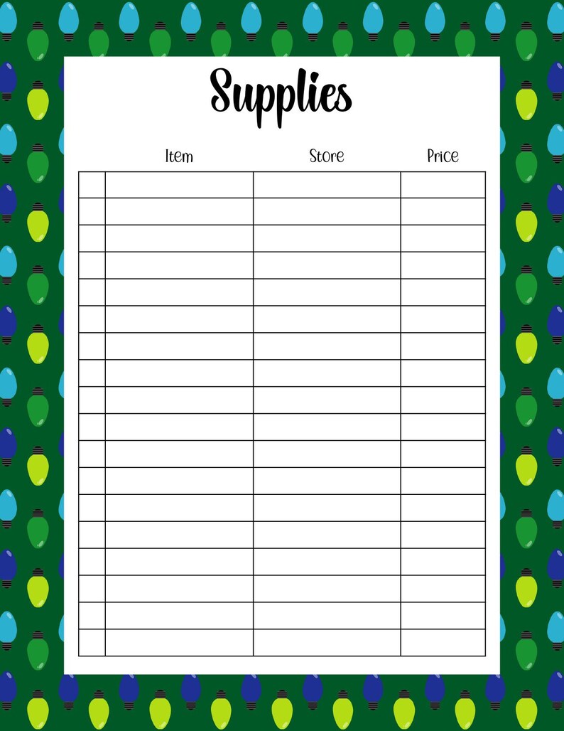 Printable Green and Blue Holiday Planner - Etsy