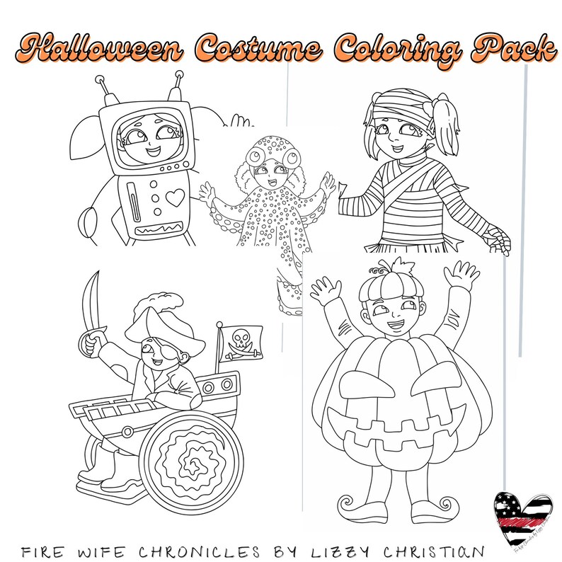 Kid's Halloween Costumes Printable Coloring Set - Etsy