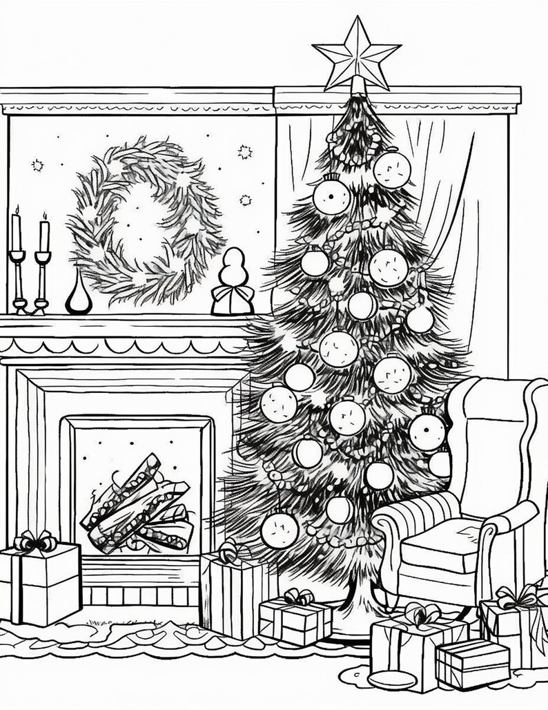 55-pages of Printable Christmas Scene Coloring Pages - Etsy