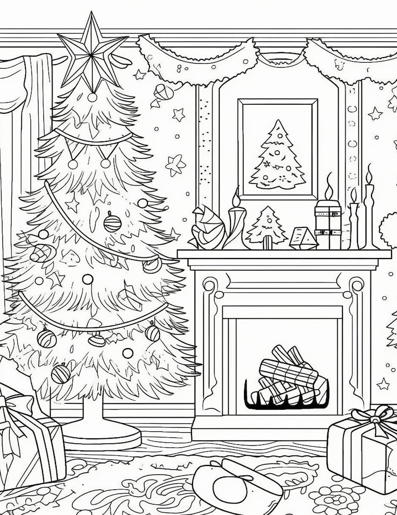 55-pages of Printable Christmas Scene Coloring Pages - Etsy