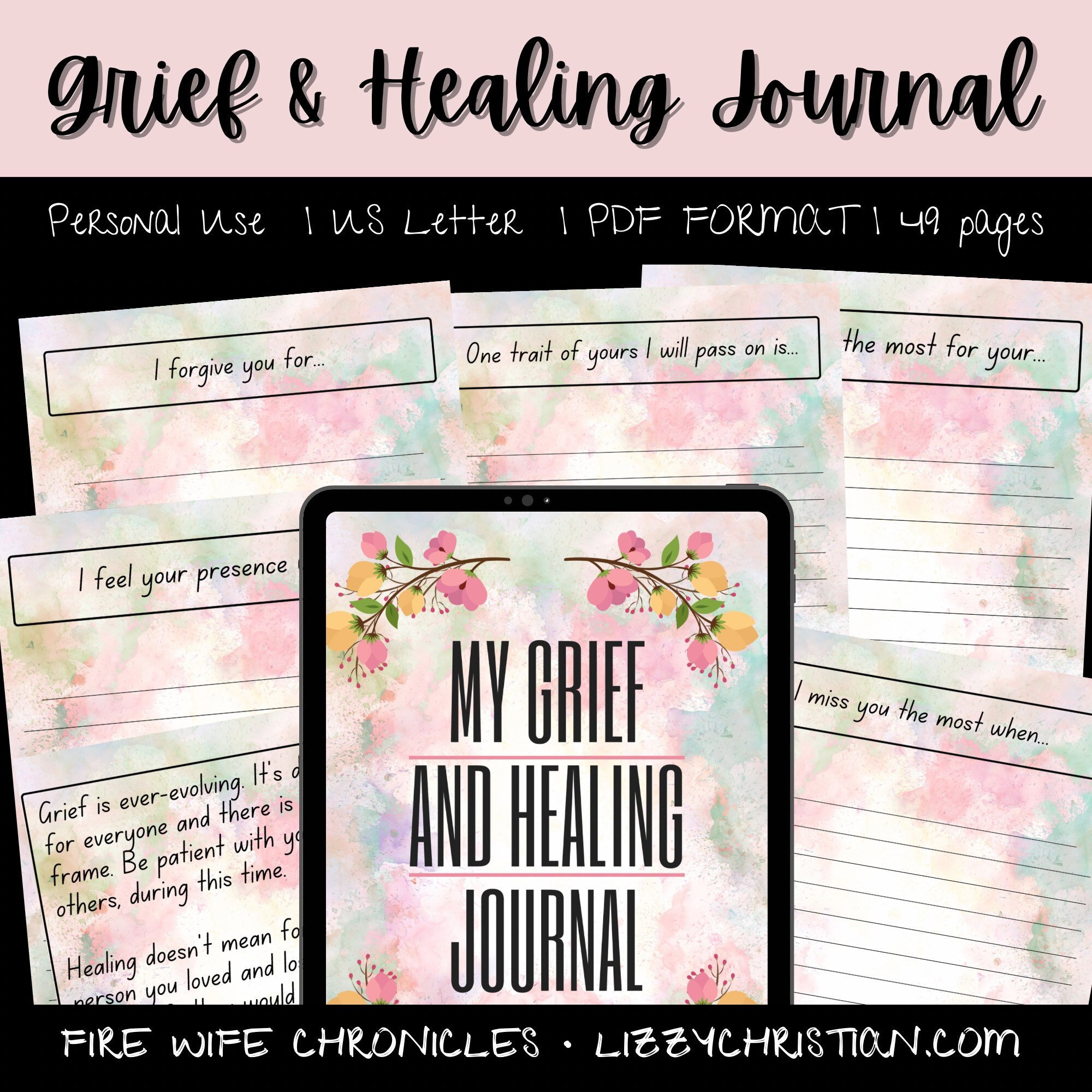 Printable Grief & Healing Journal 46 Pages - Etsy