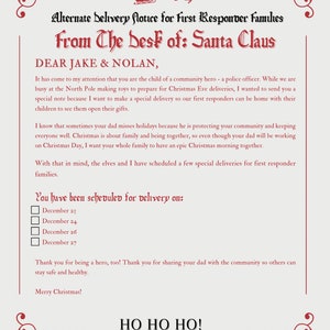 PERSONALIZED Alternate Christmas Delivery for First Responder Families ...