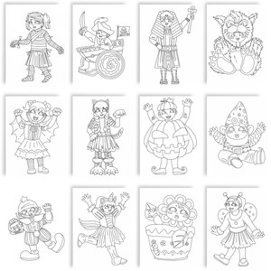Kid's Halloween Costumes Printable Coloring Set - Etsy