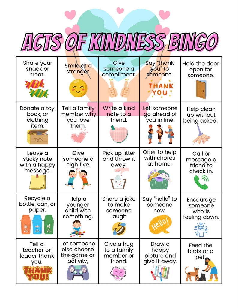 Acts of Kindness Bingo Cards - Etsy