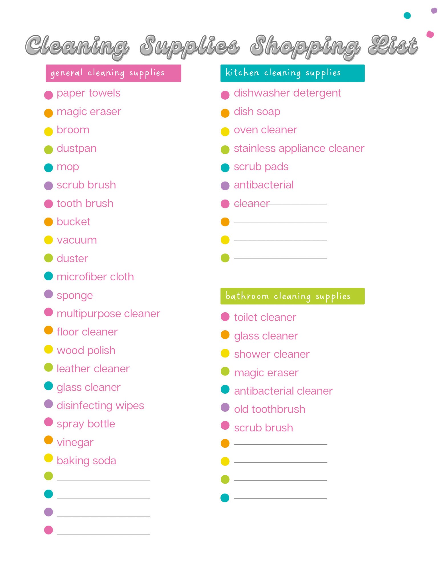 Colorful Printable Cleaning Planner & Declutter Challenge - Etsy