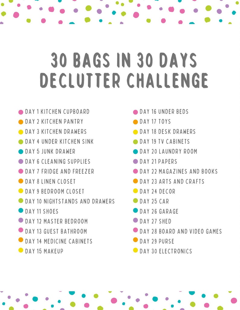 Colorful Printable Cleaning Planner & Declutter Challenge - Etsy