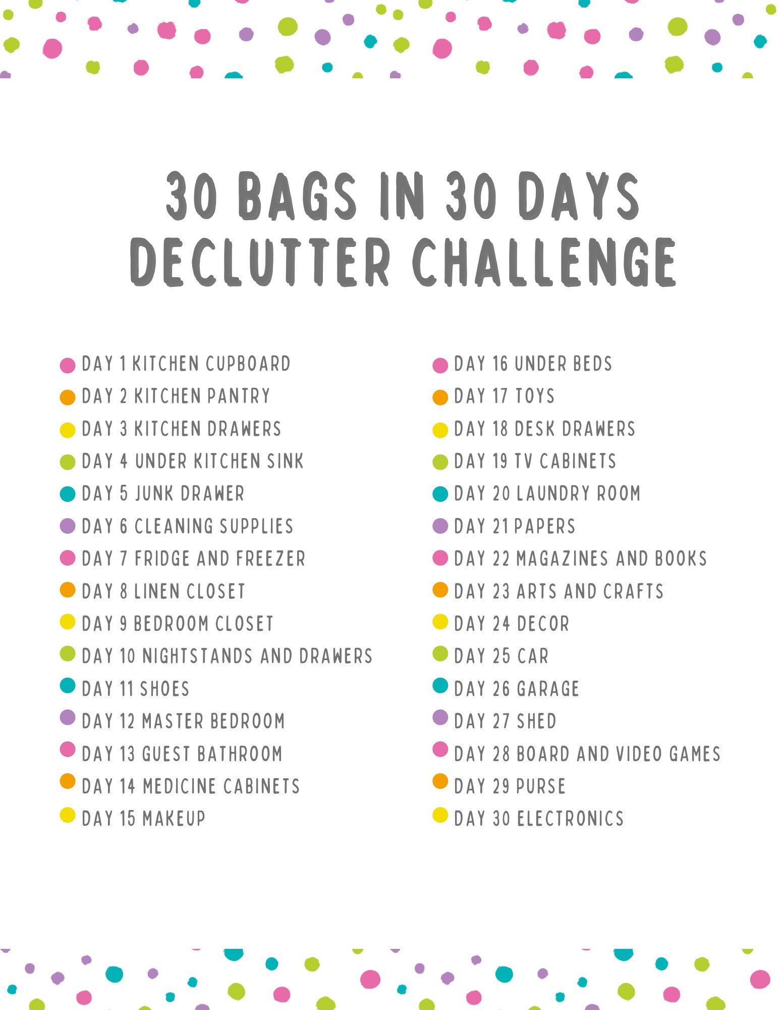 Colorful Printable Cleaning Planner & Declutter Challenge - Etsy