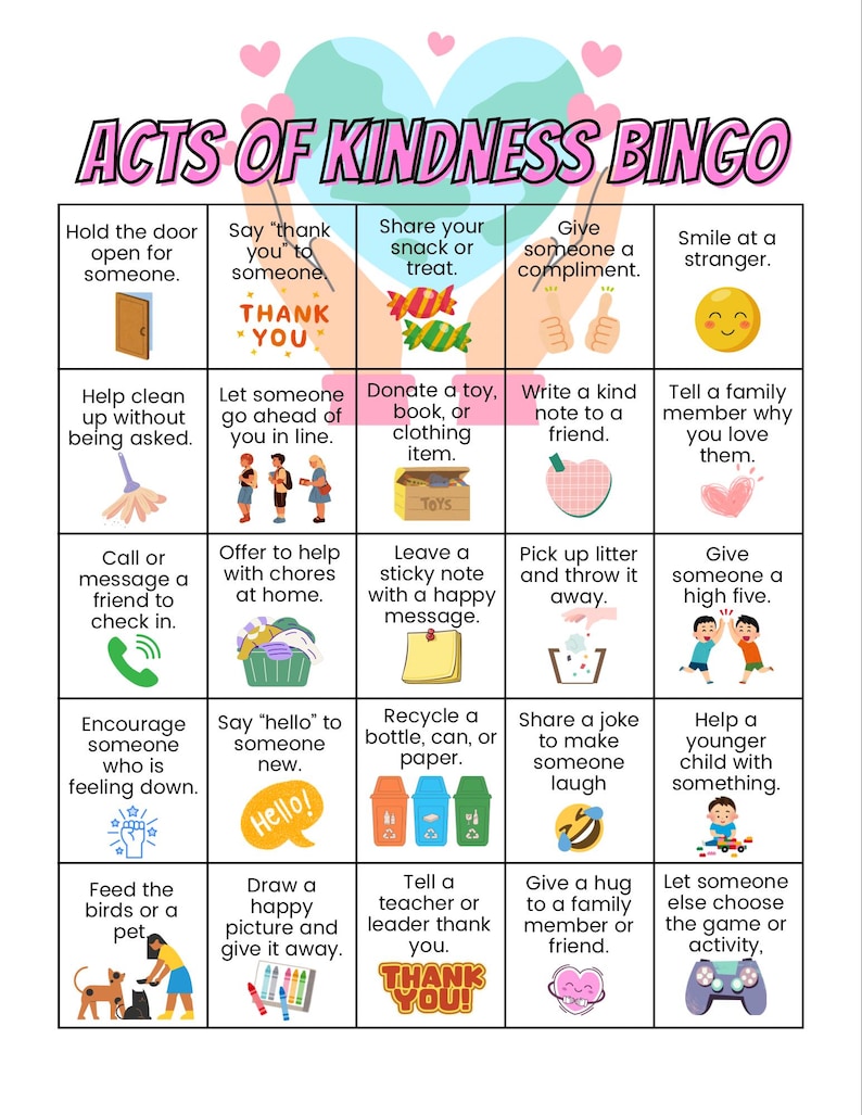 Acts of Kindness Bingo Cards - Etsy