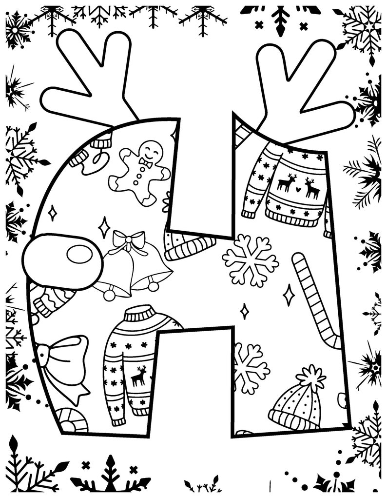 Christmas-themed Alphabet Coloring Set - Etsy