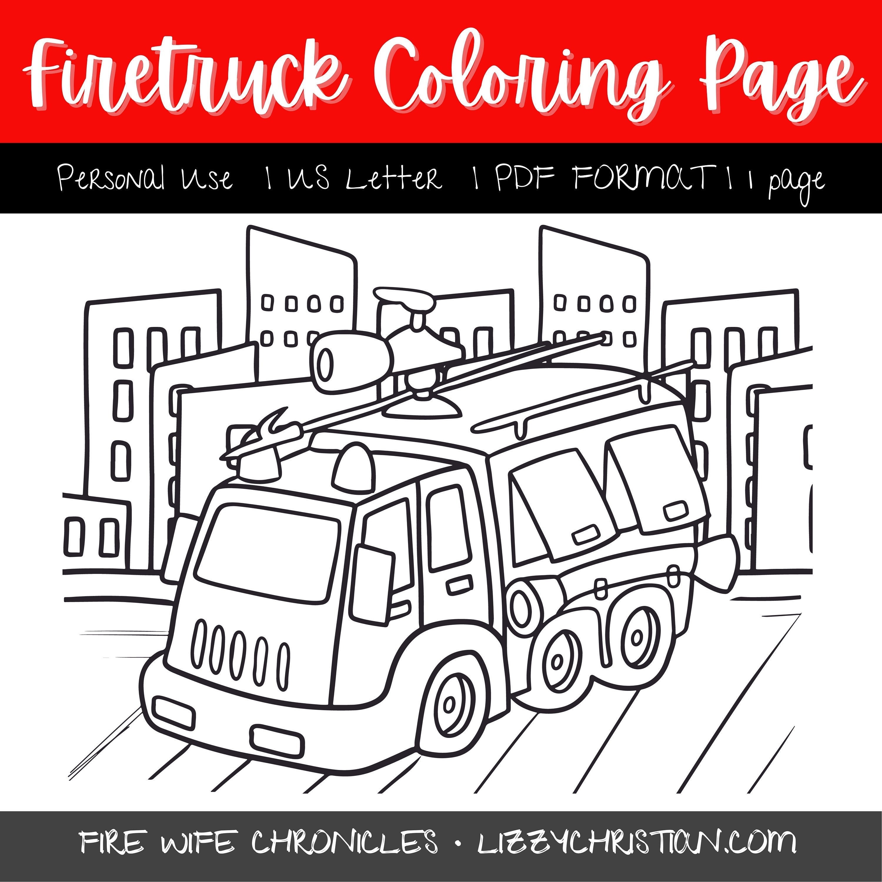 Firetruck Coloring Page - Etsy