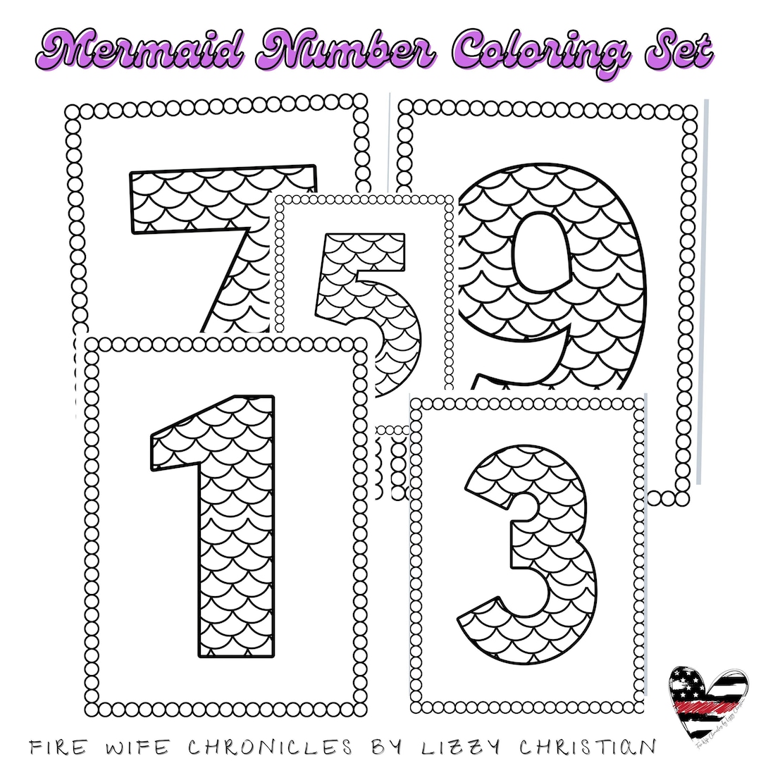 Mermaid Themed Coloring Book - Numbers 1-10 - Etsy