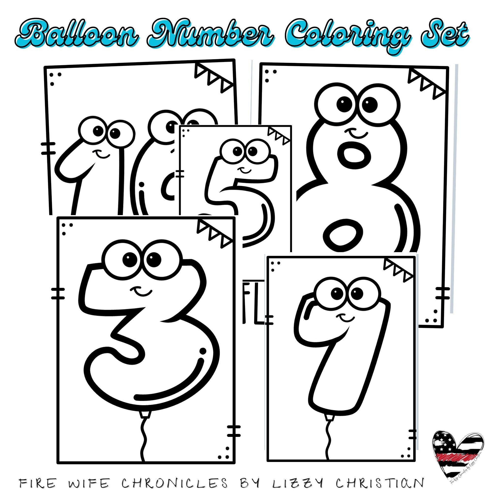 Numbers 1-10 Balloon Coloring Pages for Preschoolers - Etsy
