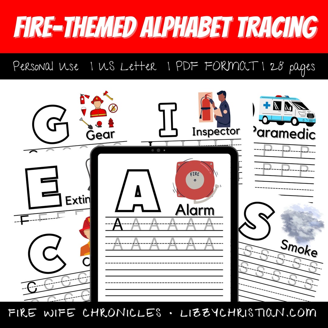 Fire-themed Alphabet Tracing Worksheets - Etsy