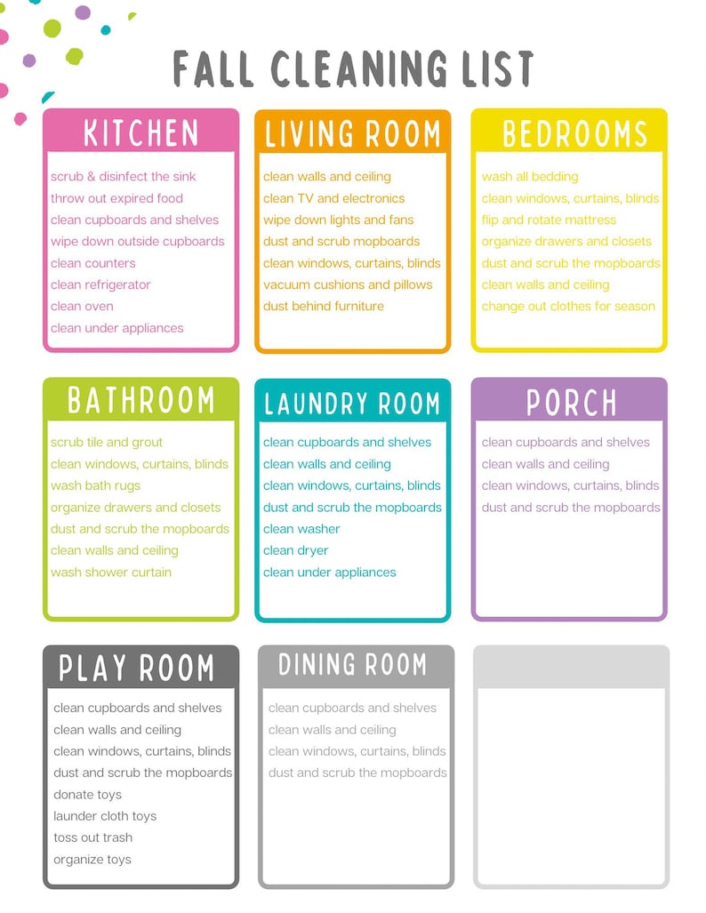 Colorful Printable Cleaning Planner & Declutter Challenge | Etsy
