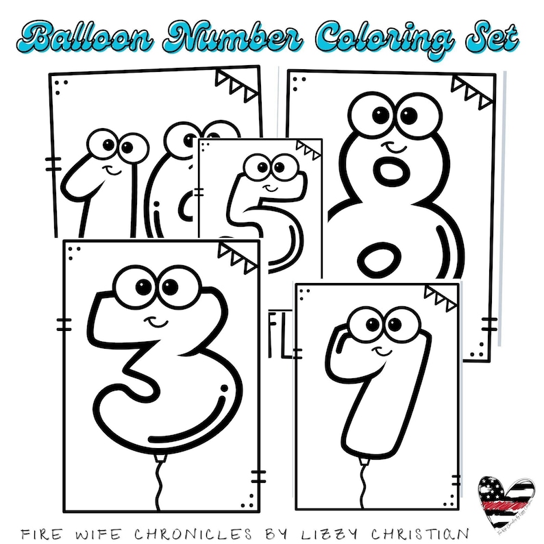 Numbers 1-10 Balloon Coloring Pages for Preschoolers - Etsy