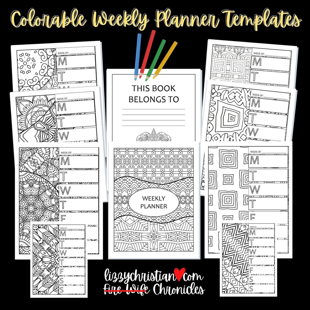 Colorable Weekly Planner Template Set Perfect for Artists & - Etsy