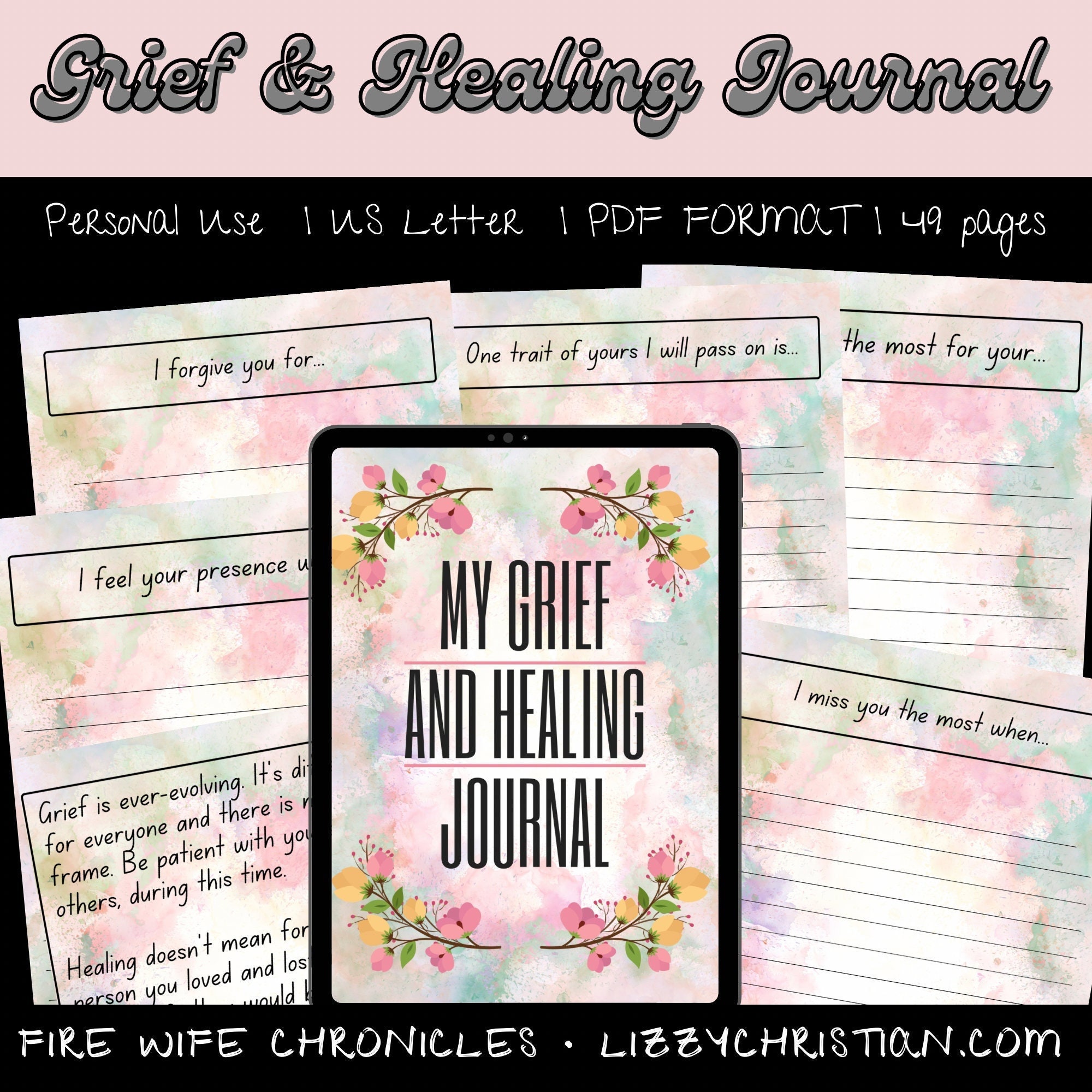 Printable Grief & Healing Journal 46 Pages - Etsy