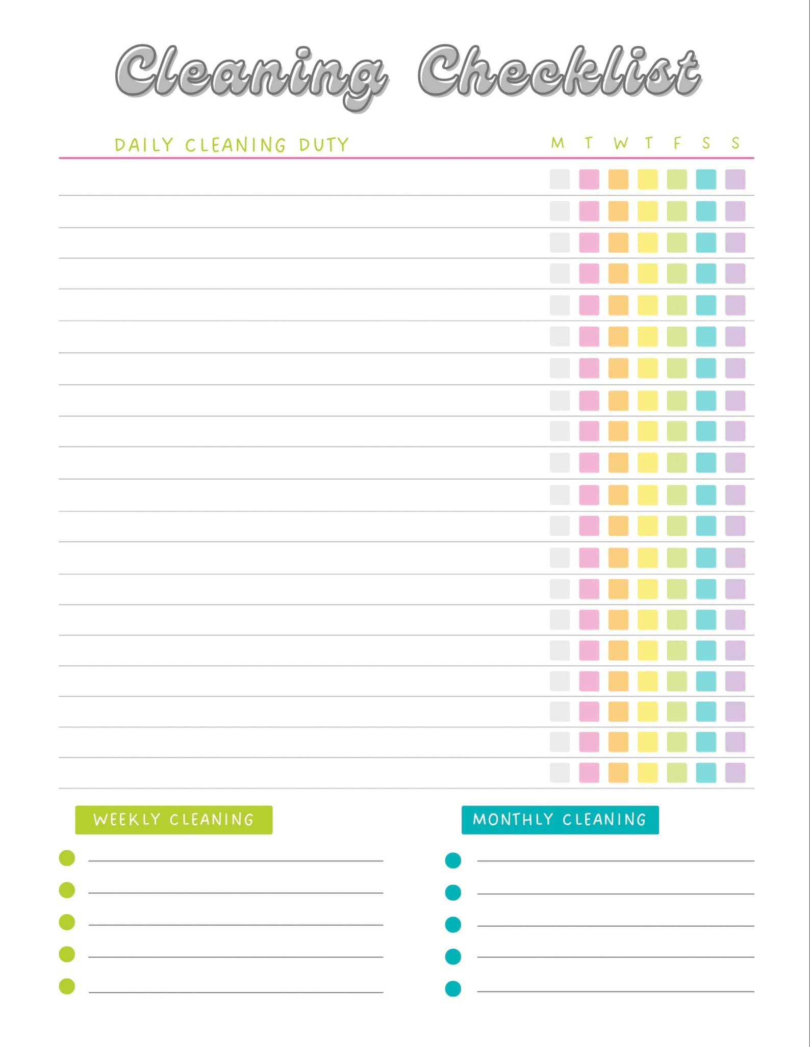 Colorful Printable Cleaning Planner & Declutter Challenge - Etsy