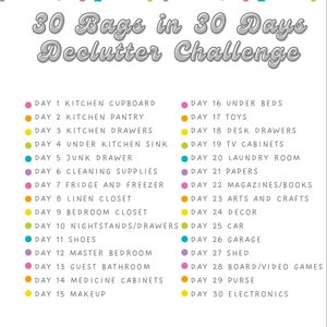 Colorful Printable Cleaning Planner & Declutter Challenge - Etsy