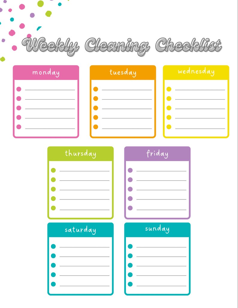 Colorful Printable Cleaning Planner & Declutter Challenge - Etsy