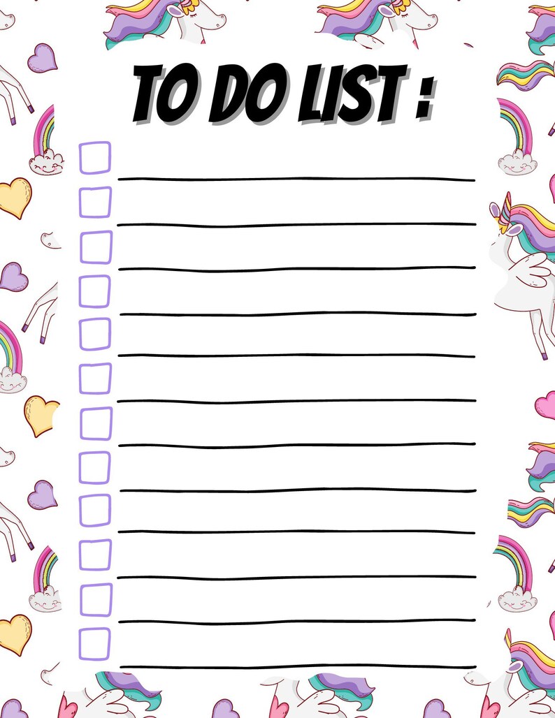 Simple Kids To-do List Templates rocketship, Dinosaur, Princess ...