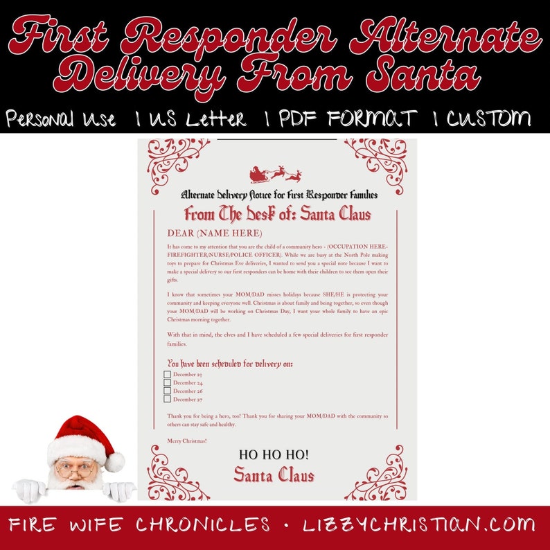 PERSONALIZED Alternate Christmas Delivery for First Responder Families ...