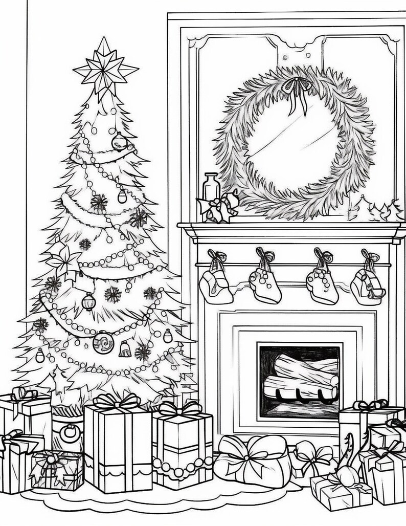 55-pages of Printable Christmas Scene Coloring Pages - Etsy