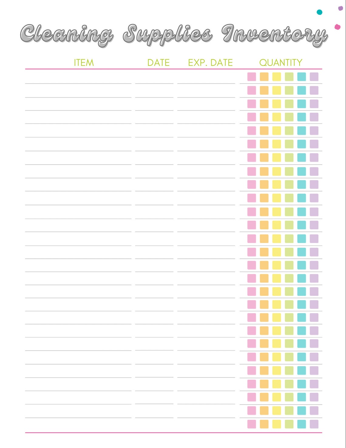 Colorful Printable Cleaning Planner & Declutter Challenge - Etsy