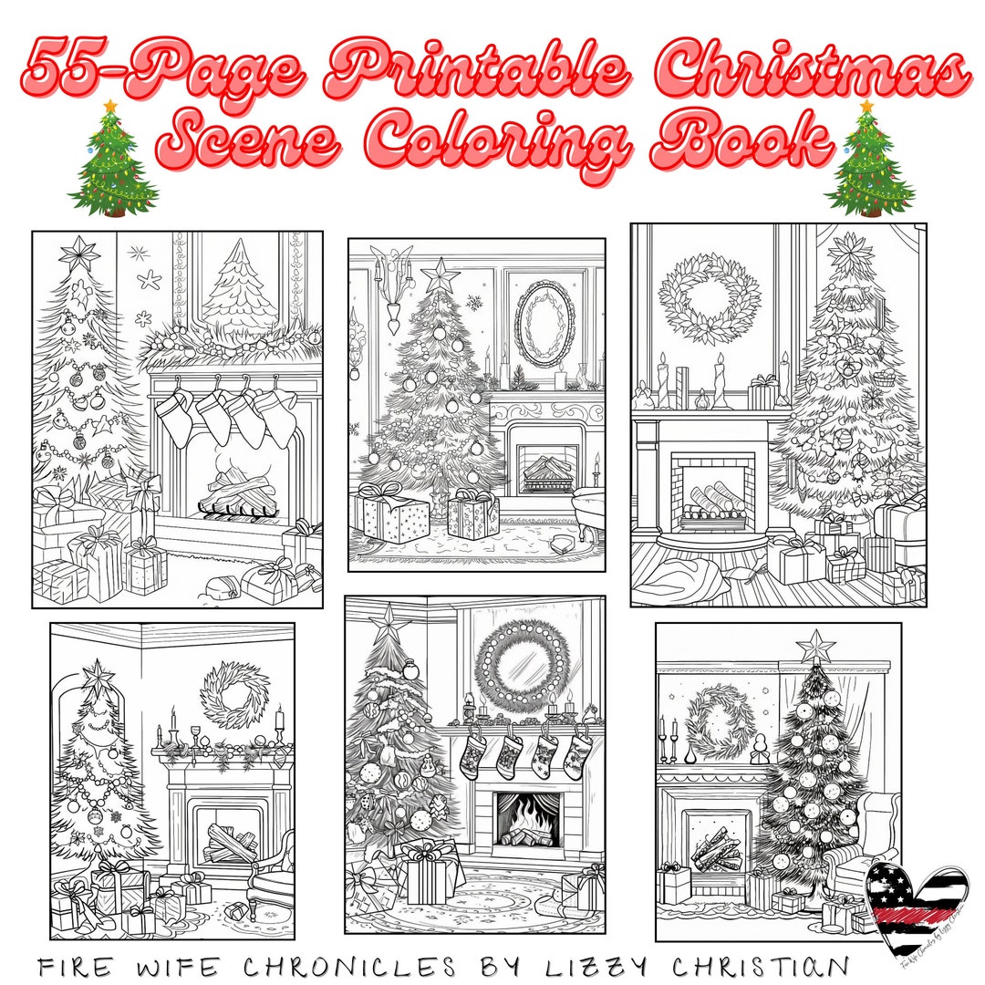 55-pages of Printable Christmas Scene Coloring Pages - Etsy